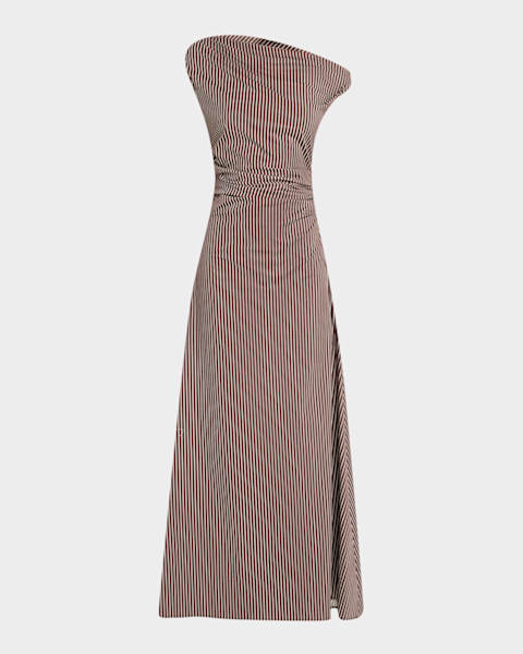A.L.C. Iggy Plaid Draped High-Neck Maxi Dress | Neiman Marcus