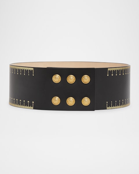 Balmain B-Monogram Leather Skinny Belt | Neiman Marcus