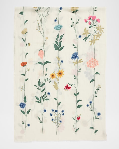 Janavi India Marina Beaded Merino Wool Scarf | Neiman Marcus