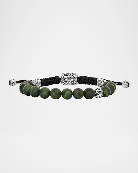 Jan Leslie Men's Yellow Jade Beaded Bracelet with Sterling Silver ...
