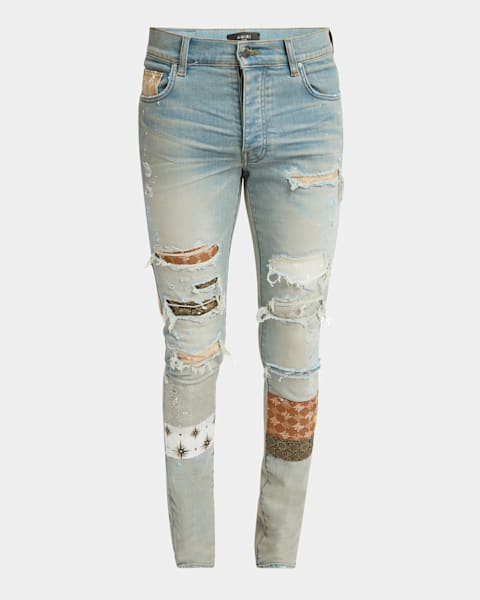 monfrere x MFVLA1 Men's Striped Inside-Out Jeans | Neiman Marcus