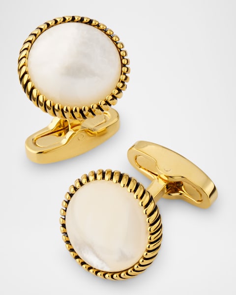 Cufflinks Inc. Double Sided Mother-of-Pearl Round Beveled Cufflinks ...