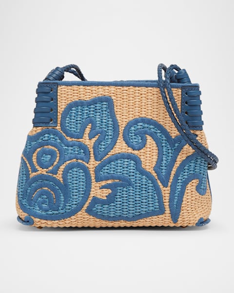 Rag & Bone Cami Straw & Leather Camera Crossbody Bag | Neiman Marcus