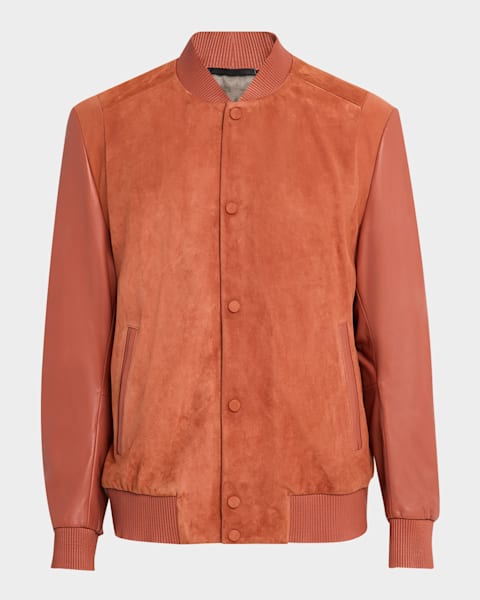 Emporio Armani Men's Leather Bomber Jacket | Neiman Marcus
