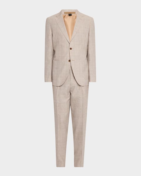 Brioni Men's Windowpane Wool Suit | Neiman Marcus