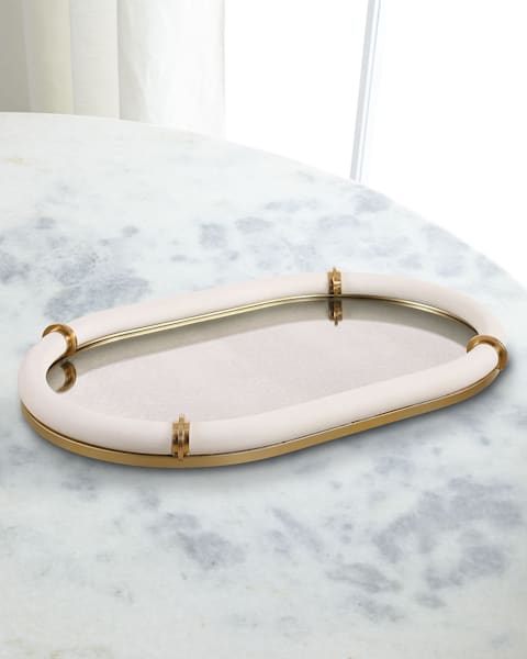 AERIN Carina Faux Shagreen Small Round Tray | Neiman Marcus