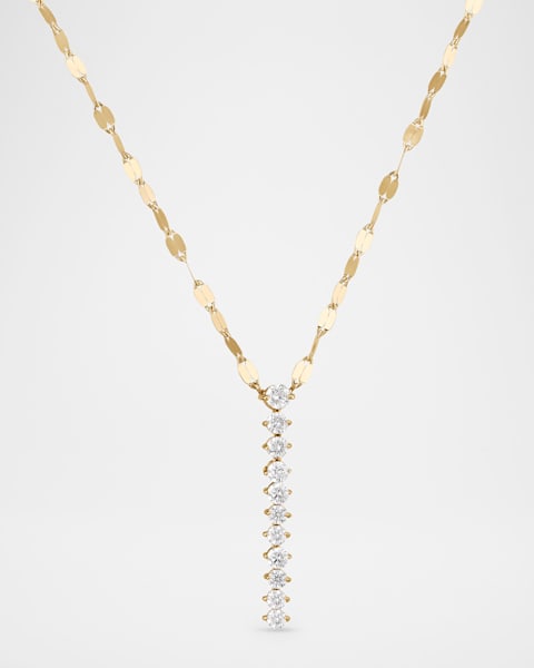 LANA Flawless Open Tag Lariat on Laser Rectangle Chain | Neiman Marcus