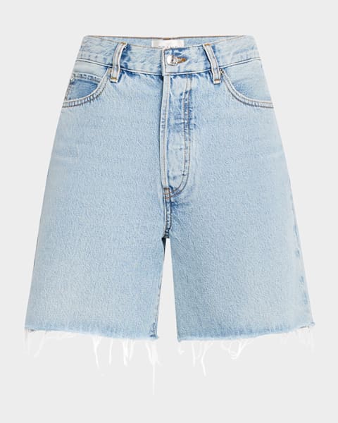 FRAME Pleated Wide-Cuff Shorts | Neiman Marcus
