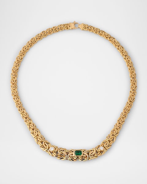 Roberto Coin 18K Yellow Gold Emerald Big Single Station Necklace ...