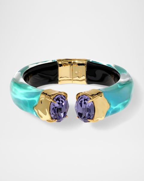 Alexis Bittar Large Molten Gold Hinged Cuff Bracelet | Neiman Marcus