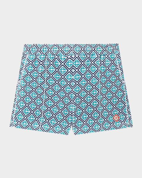 CASABLANCA Men's Silk Monogram Drawstring Shorts | Neiman Marcus