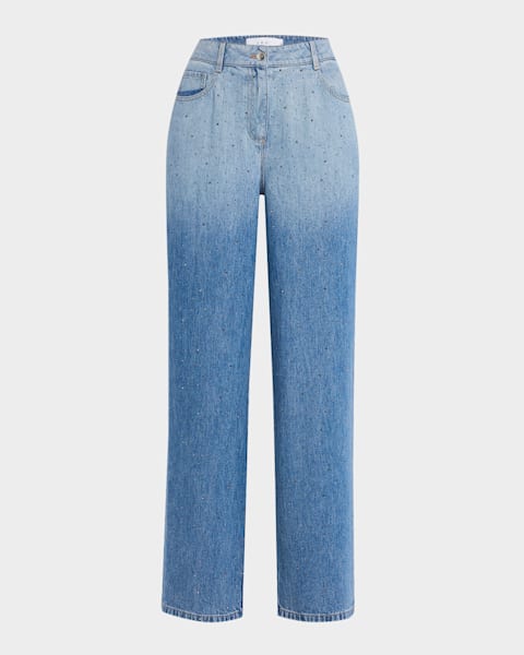 AREA Metallic Fringe Straight Leg Jeans | Neiman Marcus