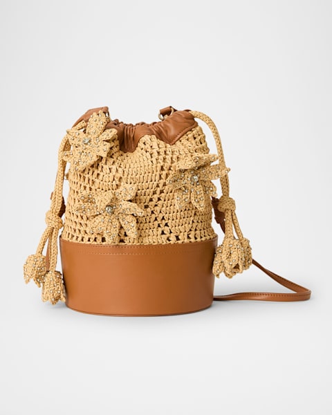 Chloe x Mifuko Woody Small Bucket Bag in Paper and Leather | Neiman Marcus