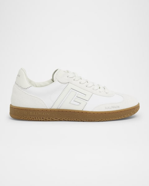Balmain B-East Mixed Leather Trainer Sneakers | Neiman Marcus