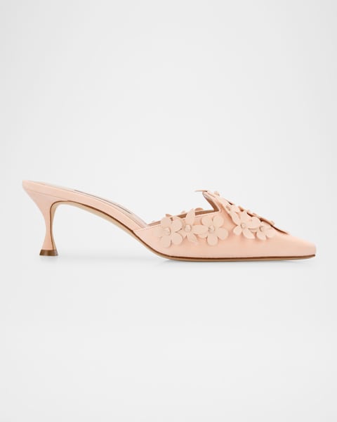 Manolo Blahnik Maysale Velvet Buckle Mule Pumps | Neiman Marcus