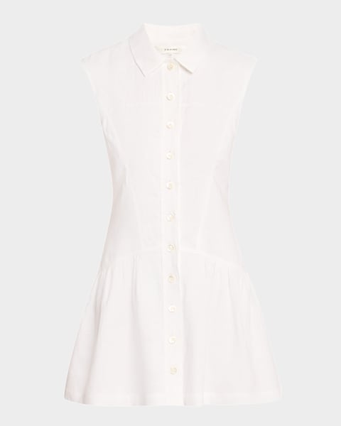 FRAME Sleeveless Tiered Denim Midi Dress | Neiman Marcus