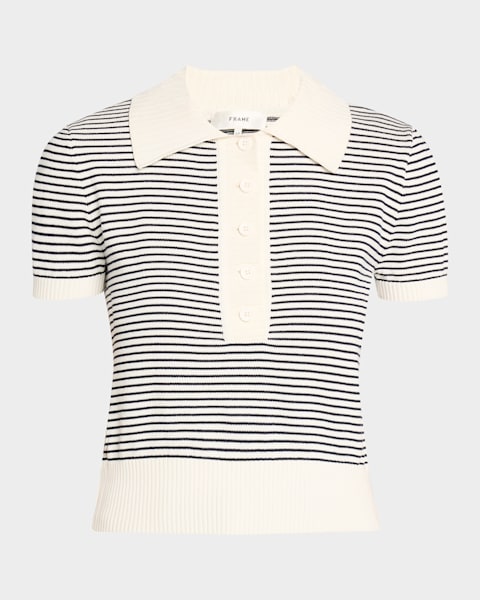 Veronica Beard Kearney Short-Sleeve Polo Top | Neiman Marcus