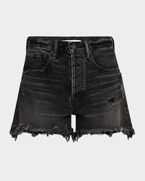 Ganni Long Laser Denim Shorts | Neiman Marcus