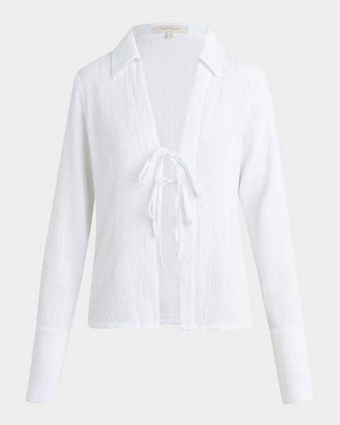 Dolce&Gabbana Floral Print Cropped Poplin Shirt with Front Tie | Neiman ...