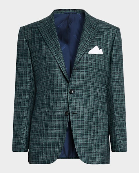 Kiton Men's Plaid Wool-Cashmere Sport Coat | Neiman Marcus