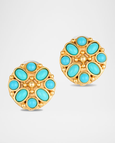 Kenneth Jay Lane Gold Turquoise Pearl Drop Earrings | Neiman Marcus