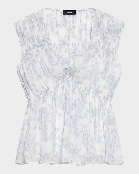 Theory Linen Tweed Sleeveless Shell | Neiman Marcus