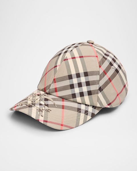 Burberry Men's Check EKD Baseball Cap | Neiman Marcus