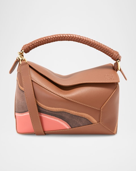 Loewe Puzzle Edge Mini Top-Handle Bag in Grained Leather | Neiman Marcus