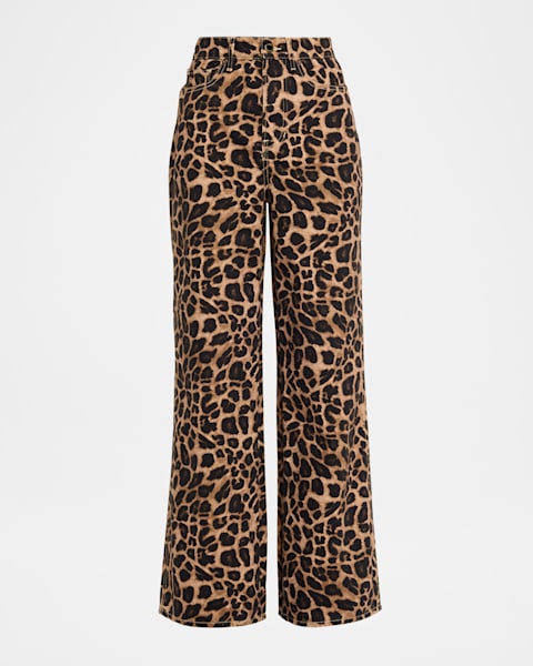 Ganni Betzy Leopard Cropped Bootcut Jeans | Neiman Marcus