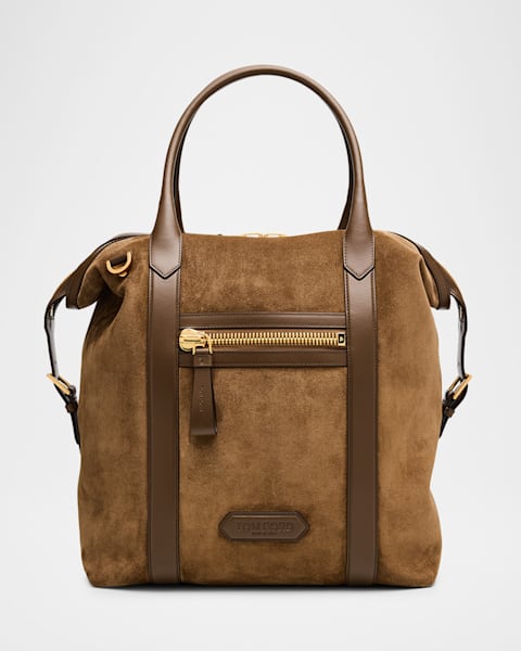 TOM FORD Men's Suede and Leather Hobo Bag | Neiman Marcus