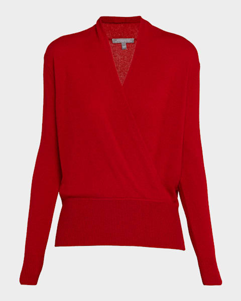 Neiman Marcus Cashmere Collection Cashmere Faux Wrap Sweater | Neiman ...