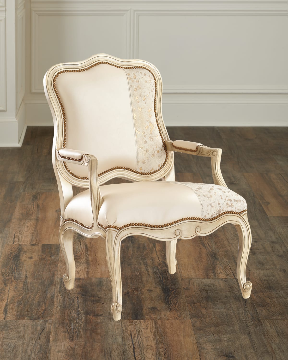 Massoud Alex Leather Bergere Chair | Neiman Marcus