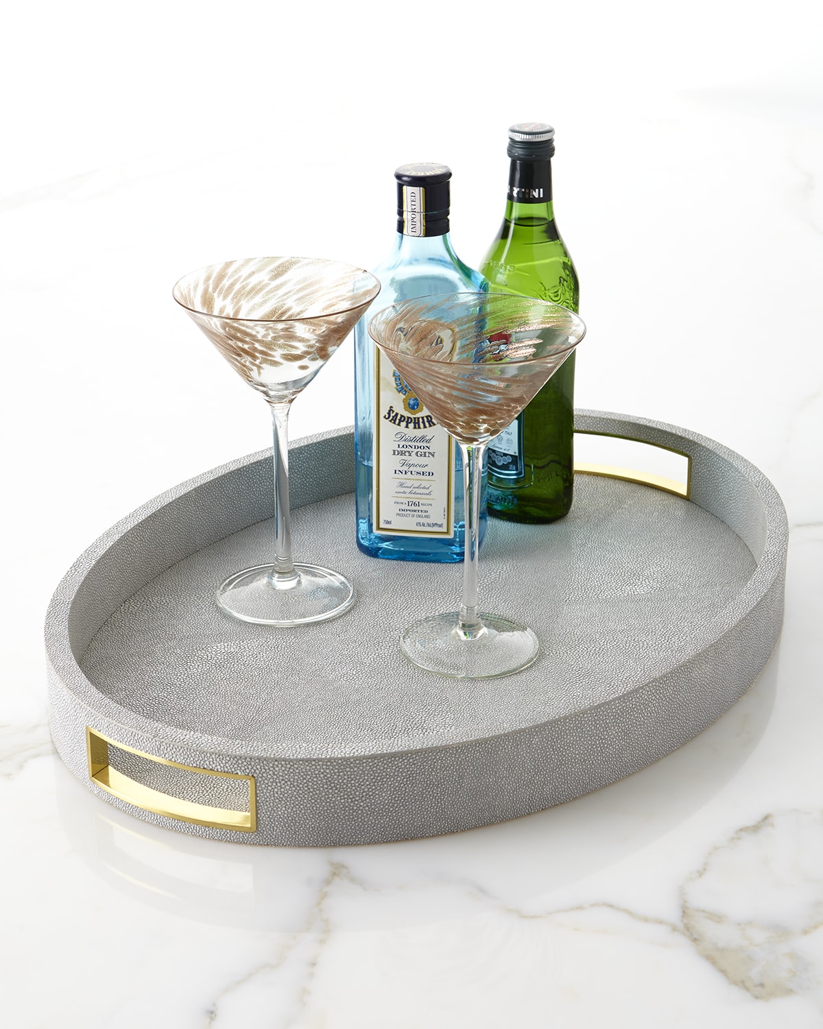 AERIN Modern Chocolate Faux-Shagreen Tray | Neiman Marcus