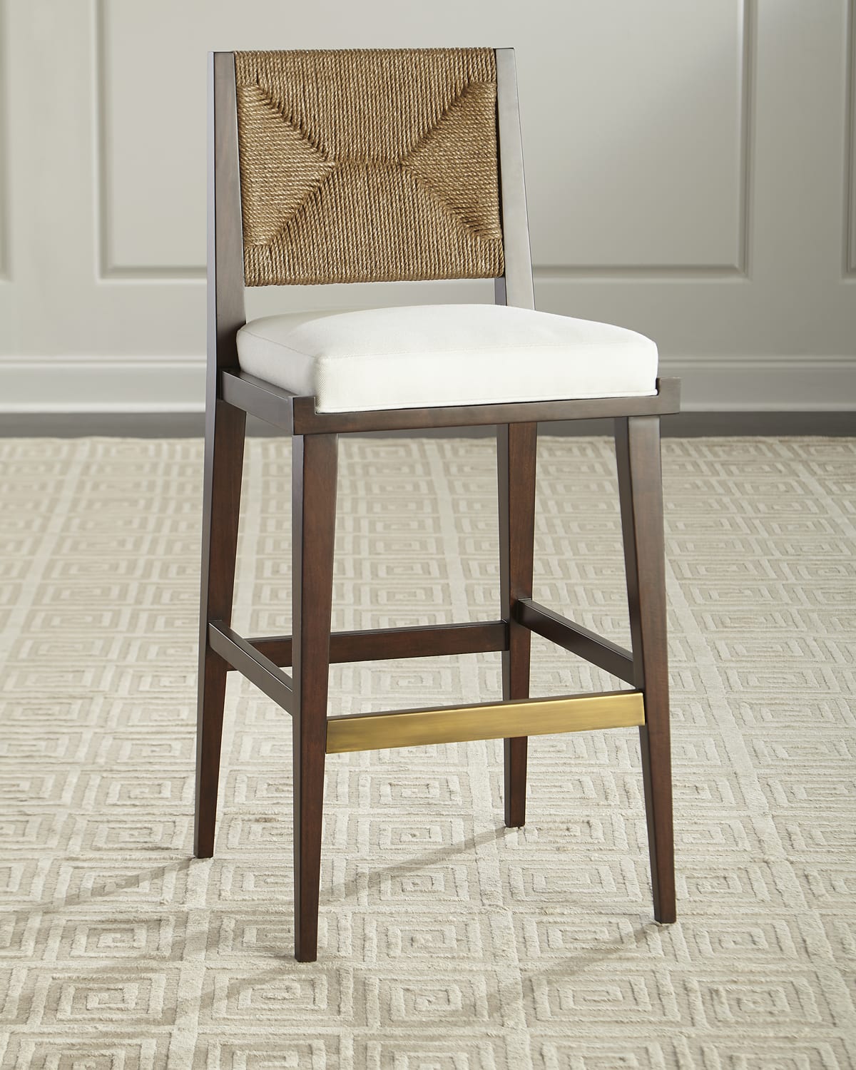 Palecek Gabby Upholstered and Jute Counter Stool | Neiman Marcus