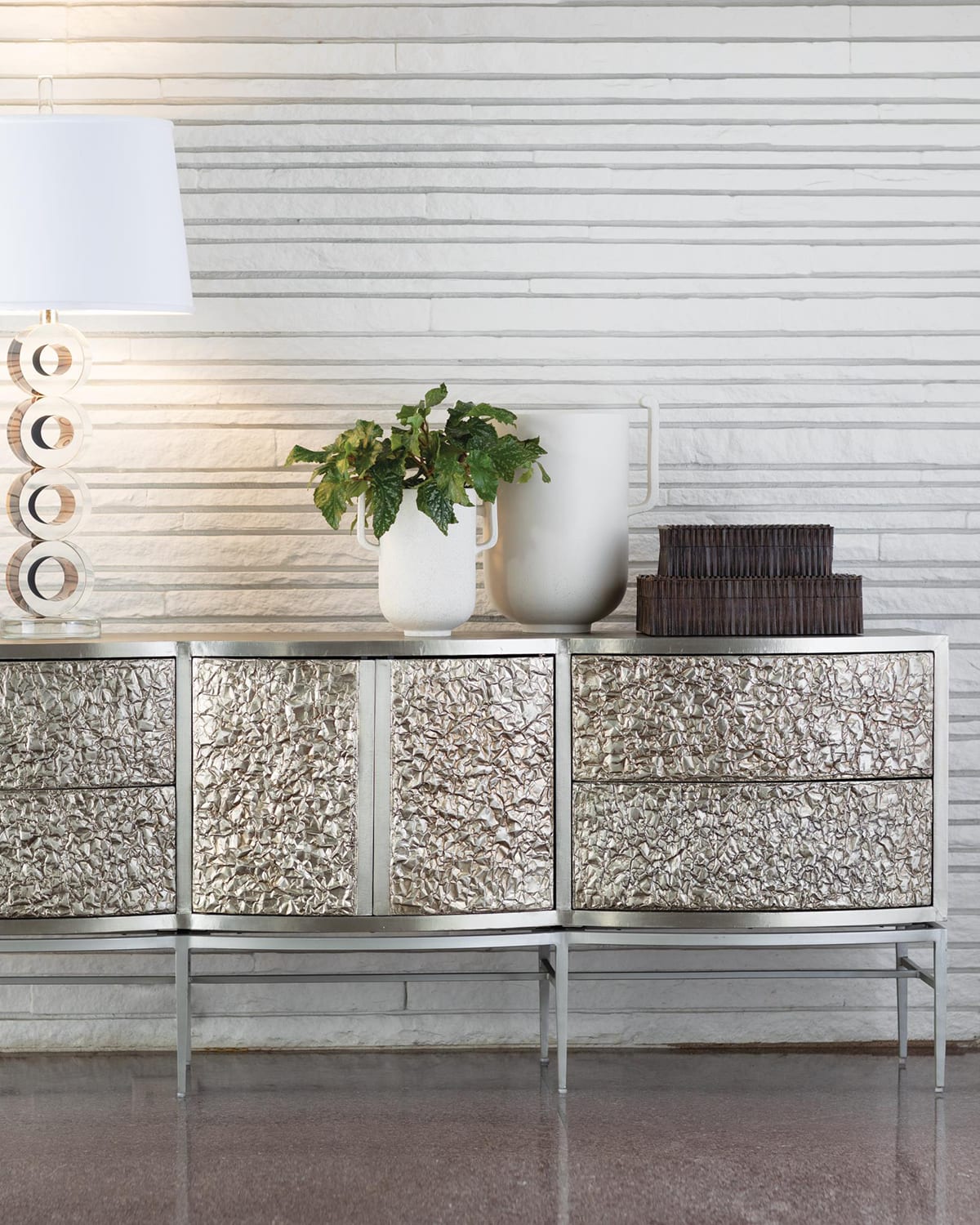 Global Views Crinkle Bronze Floating Console | Neiman Marcus