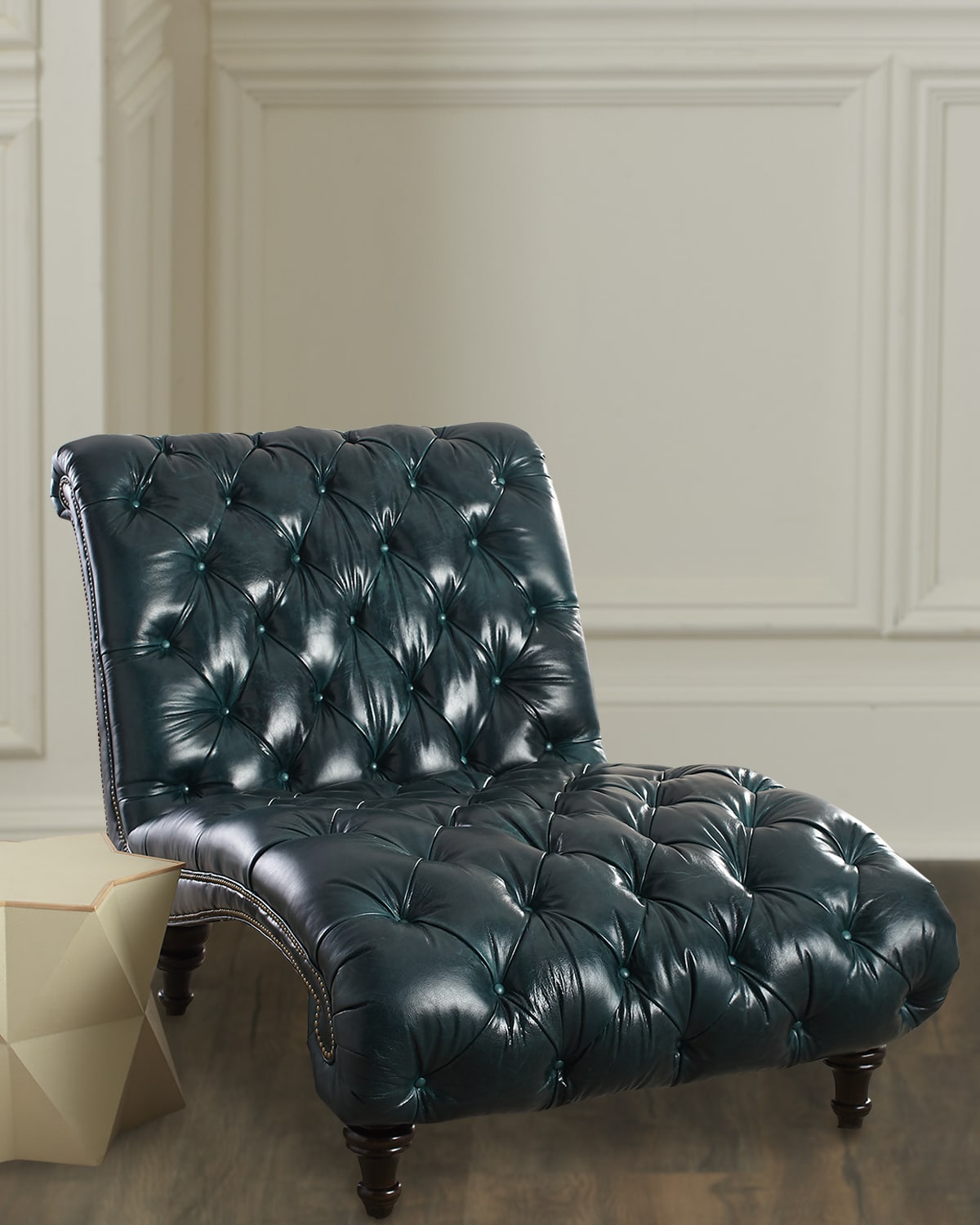 Massoud Surrey Leather Channel Tufted Chair | Neiman Marcus