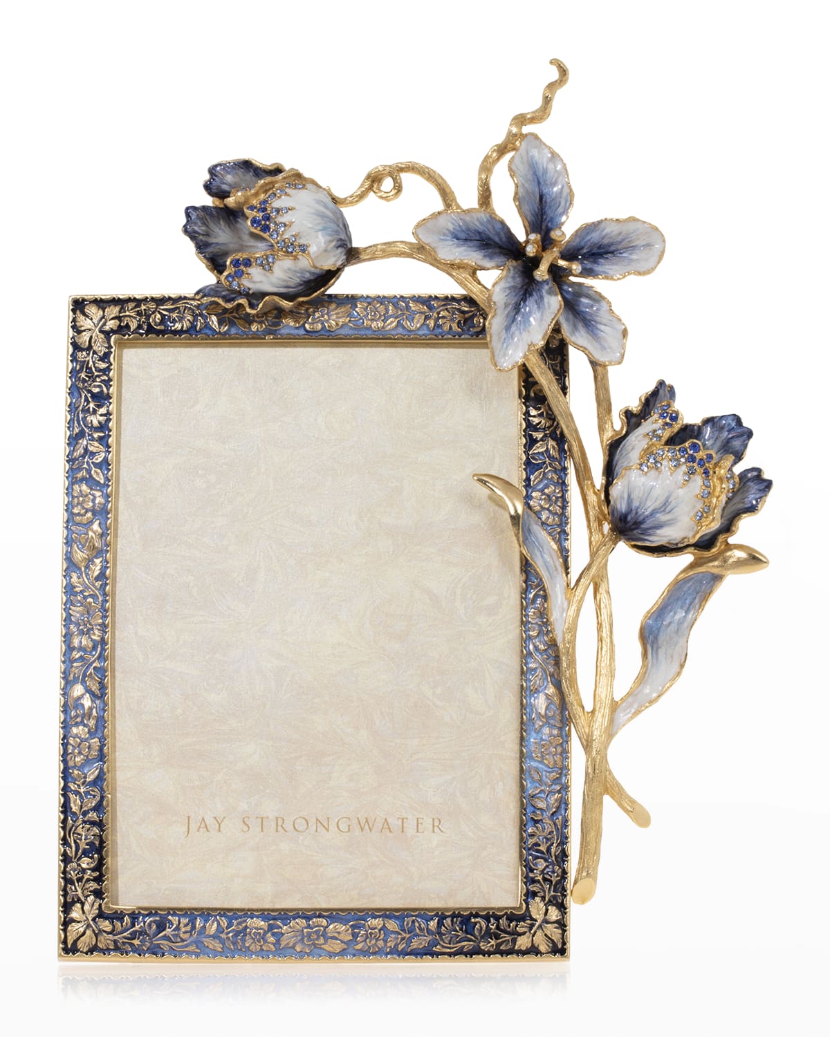 Jay Strongwater Indigo Cluster Flower Frame, 5" x 7" | Neiman Marcus