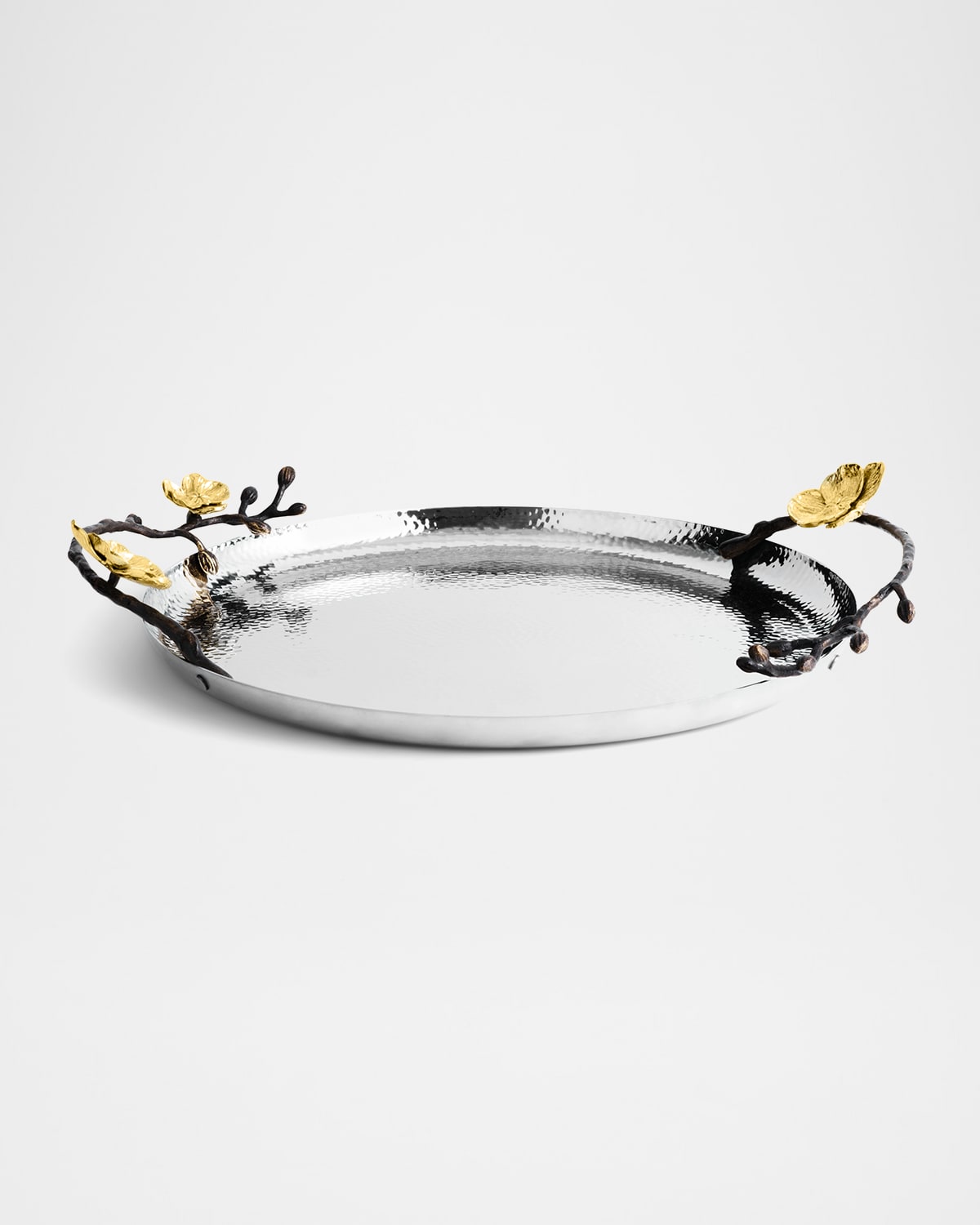 Godinger Round Wood Handled Tray | Neiman Marcus