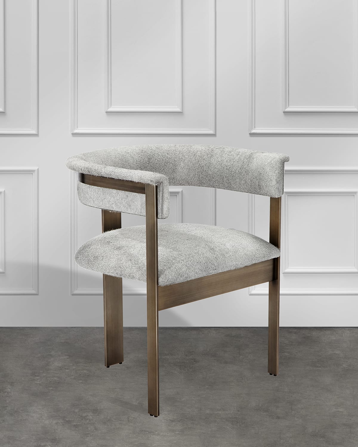 Interlude Home Darcy Pewter Faux Fur Dining Chair | Neiman Marcus