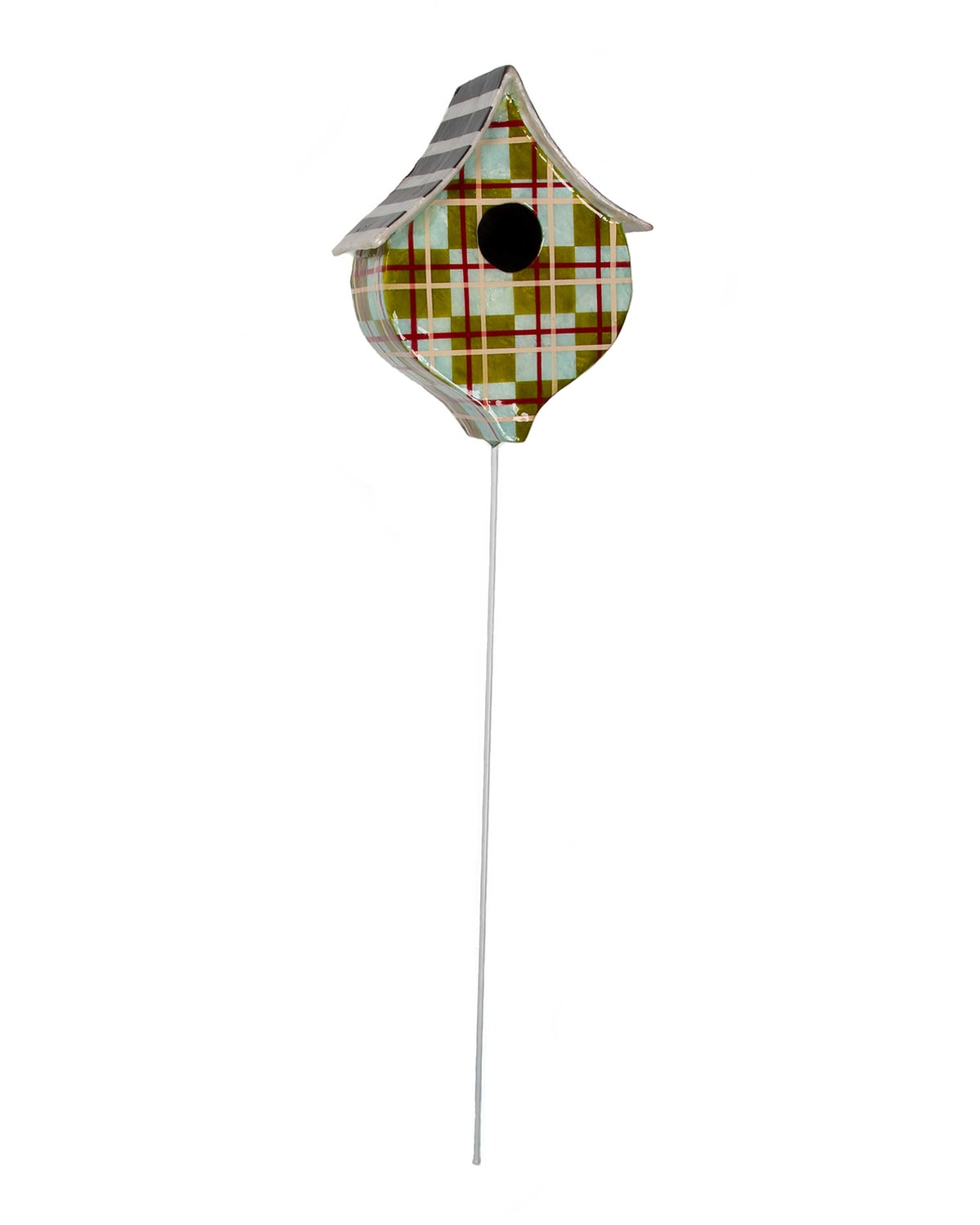MacKenzie-Childs Orange Plaid Capiz Birdhouse Pick | Neiman Marcus