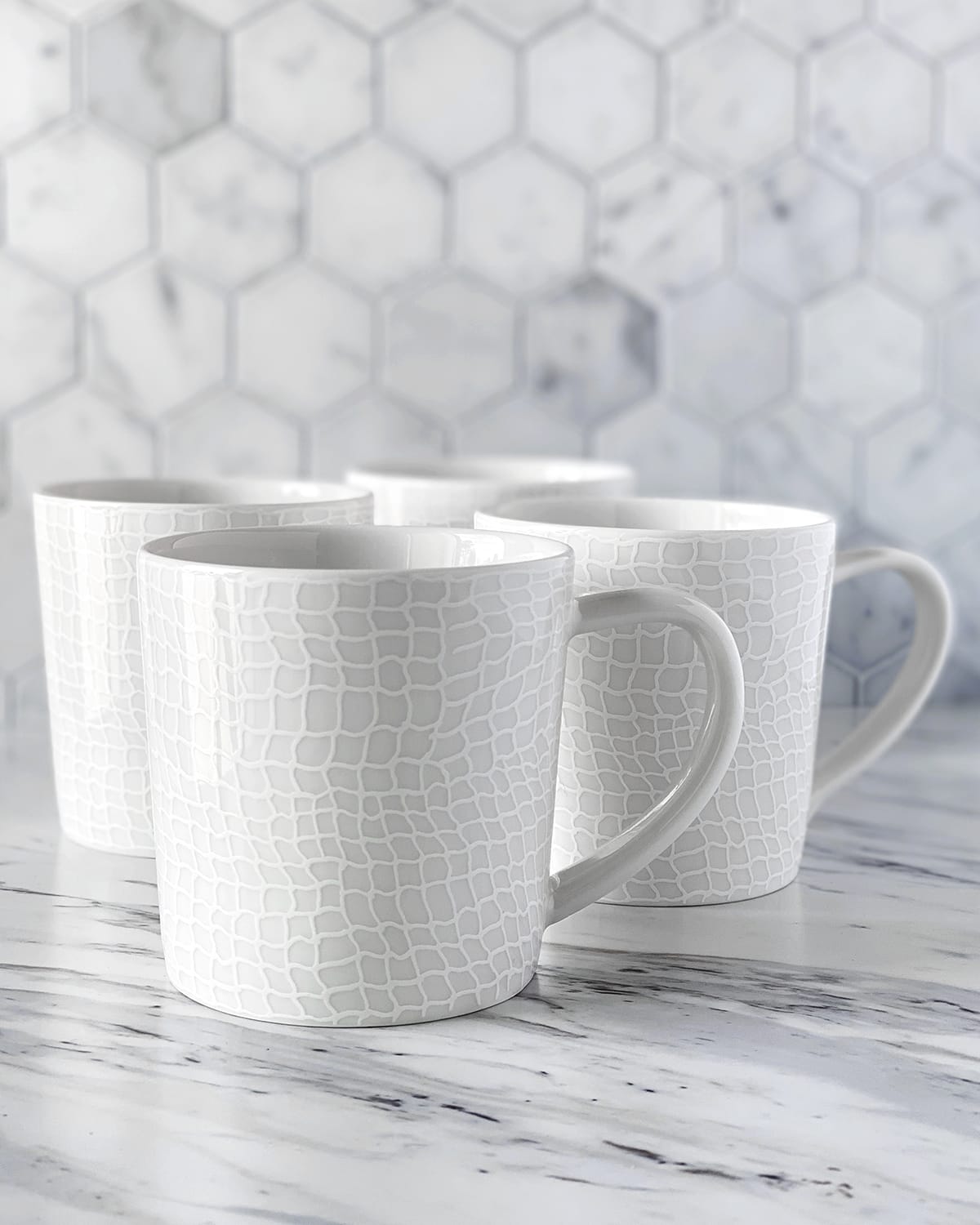 Caskata Arbor Blue Wide Mugs, Set of 4 | Neiman Marcus