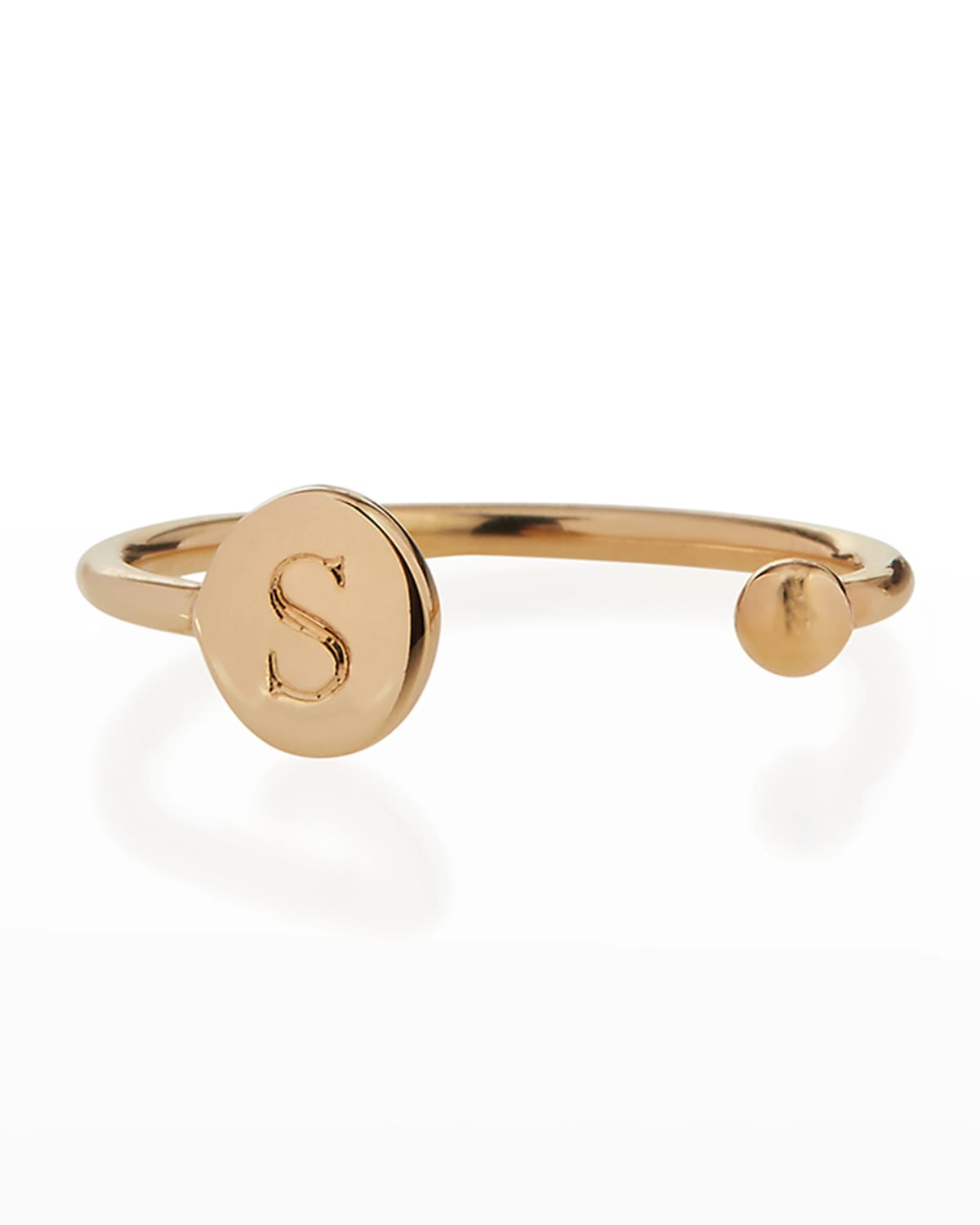 Sarah Chloe Rocha 14k Gold Two-Initial Open Ring | Neiman Marcus