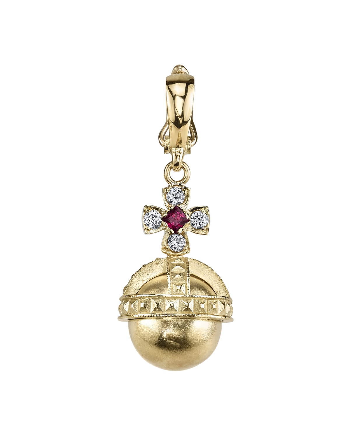 Paul Morelli 18k Sequence Bell Diamond and Ruby Charm | Neiman Marcus