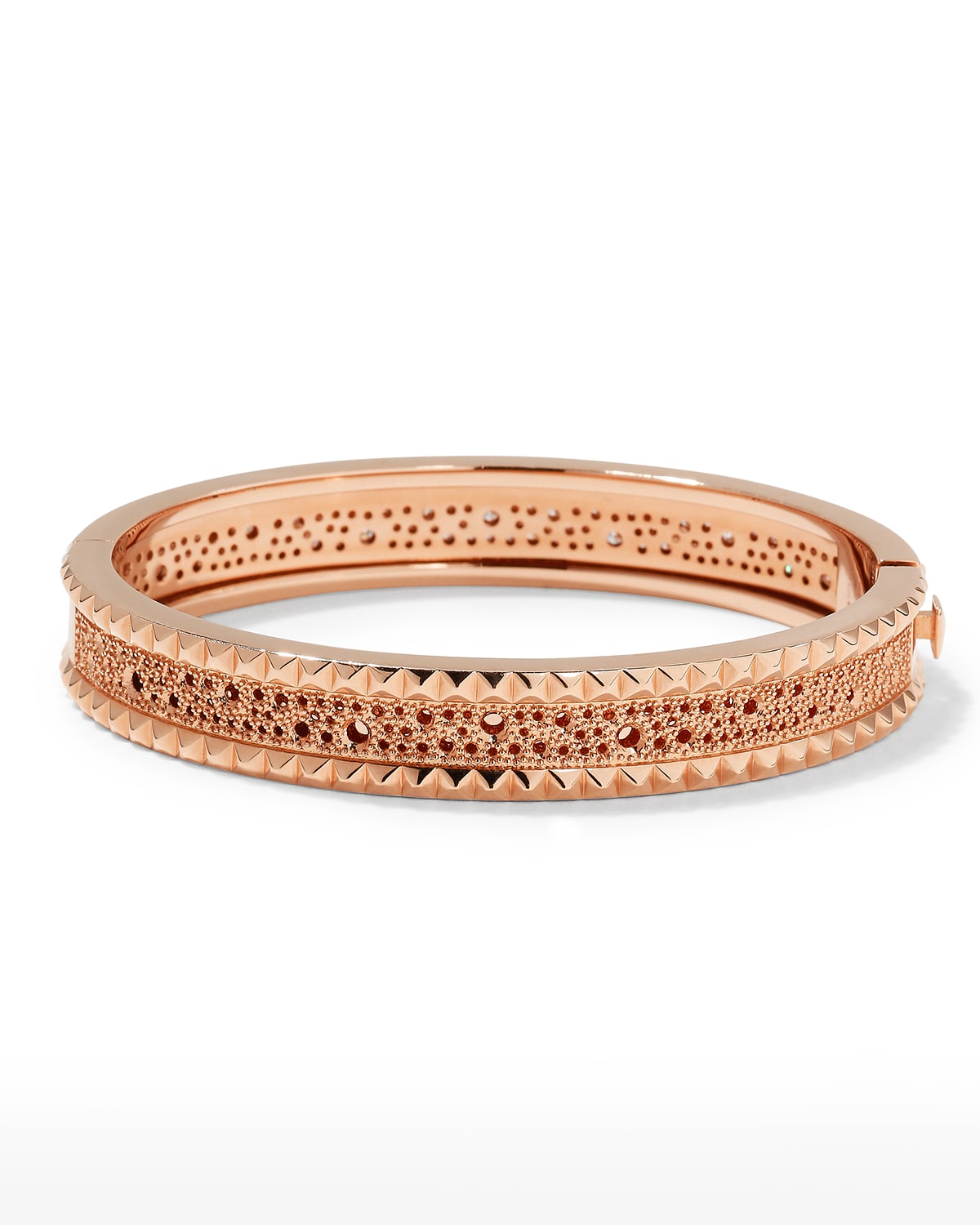 Roberto Coin 18K Rose Gold Pyramid Rock & Diamonds Bangle | Neiman Marcus