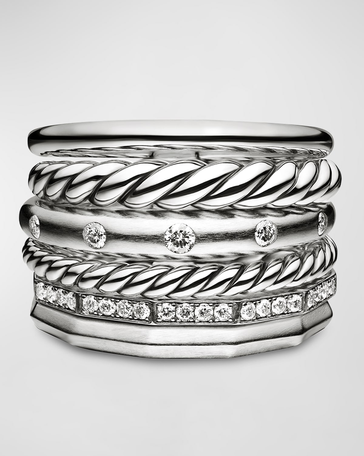 David Yurman Stax Faceted Cuff Bracelet with Diamonds | Neiman Marcus