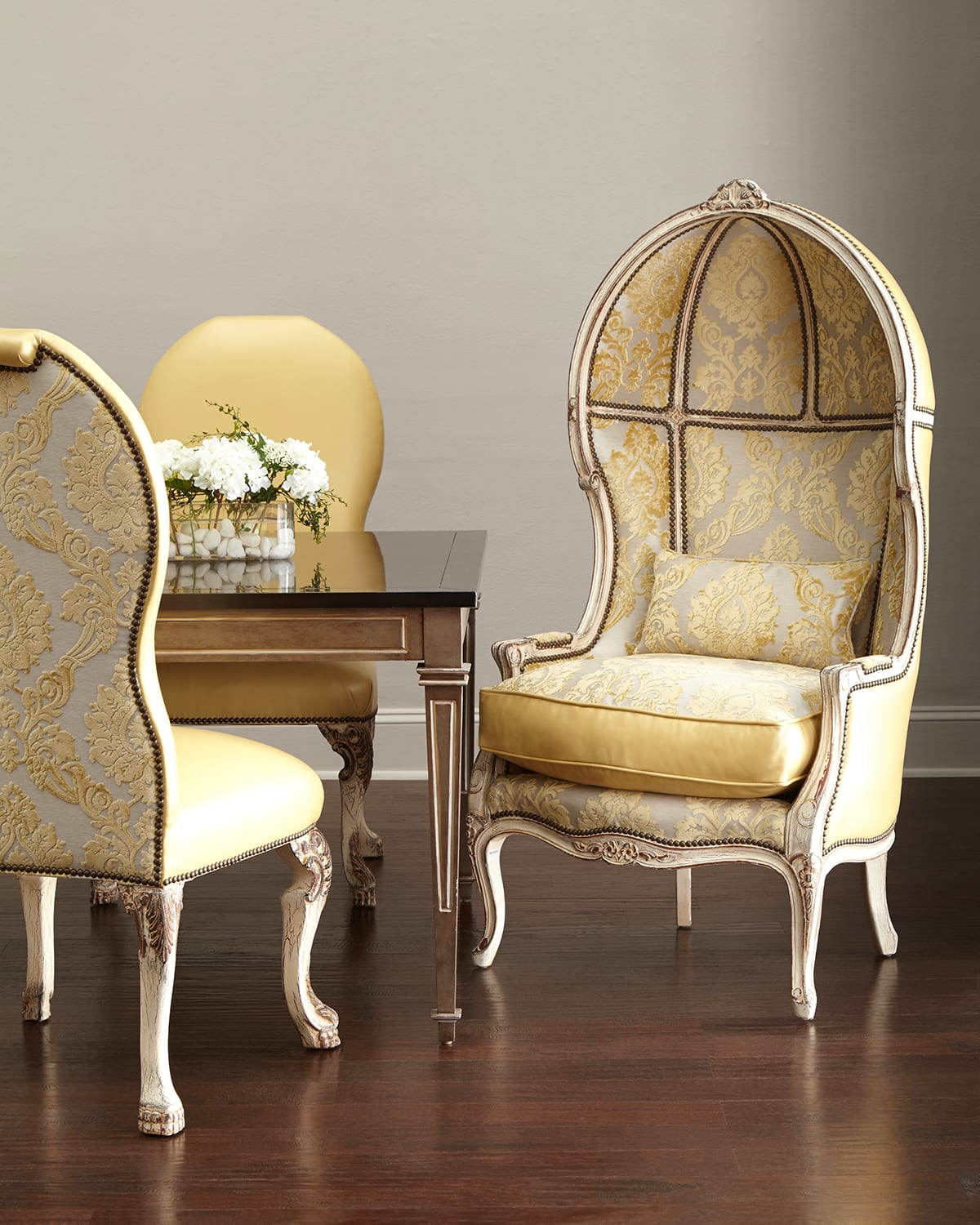 Old Hickory Tannery Dusk Leather Bergere Chair | Neiman Marcus