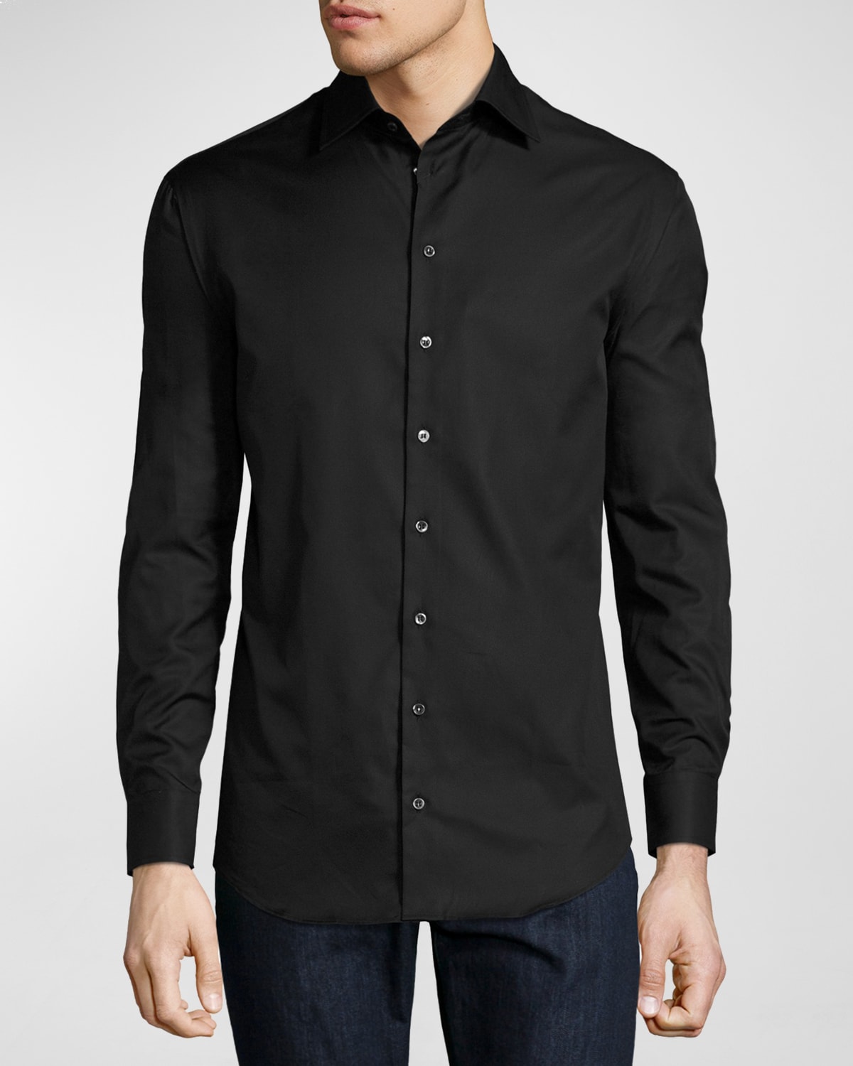 Giorgio Armani Men's Basic Sport Shirt, Navy | Neiman Marcus