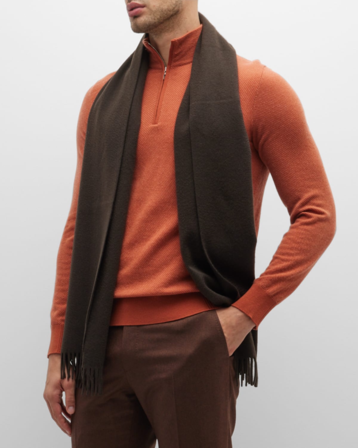 Loro Piana Cashmere Blend Fringe Scarf | Neiman Marcus