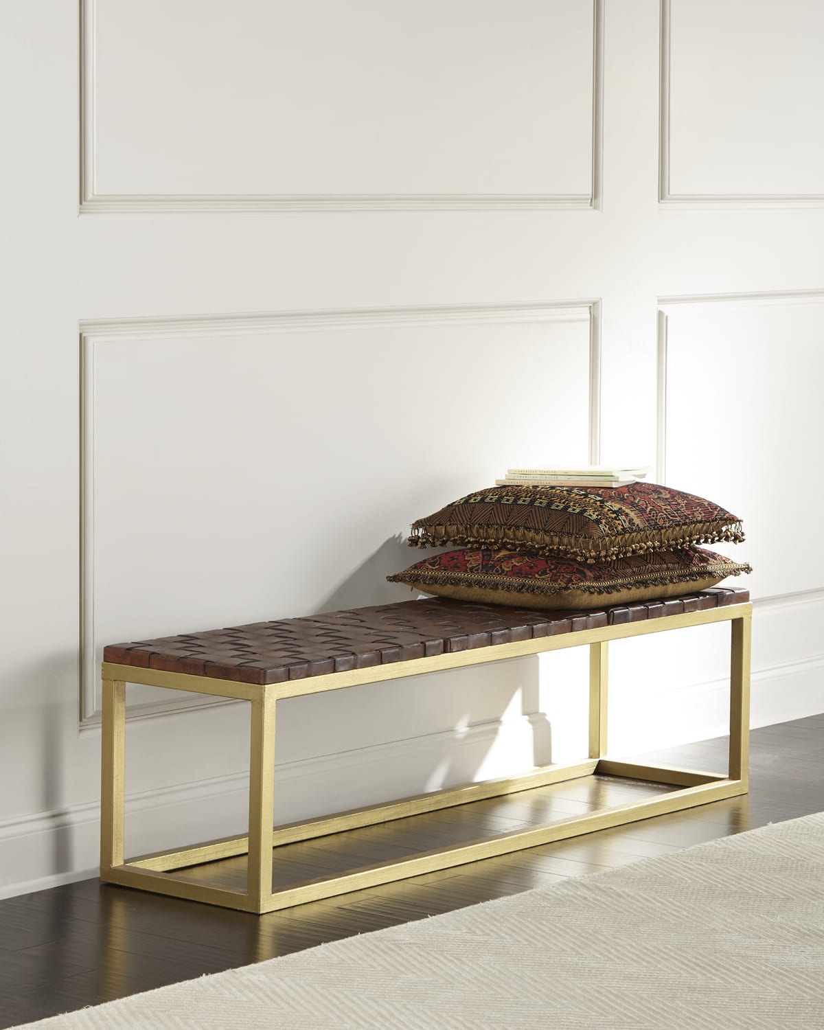 Arteriors Lakewood Woven Leather Bench, 54" | Neiman Marcus