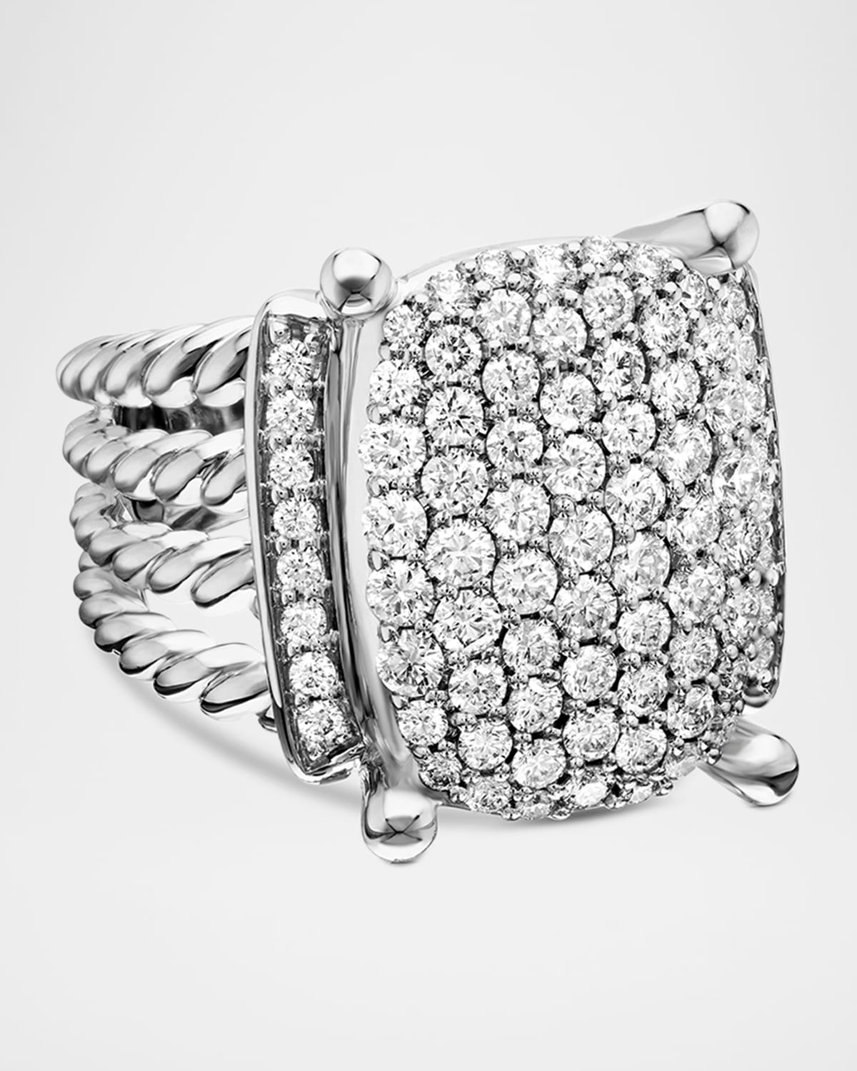 David Yurman Crossover Ring with Pavé Diamonds and Silver, 12mm ...